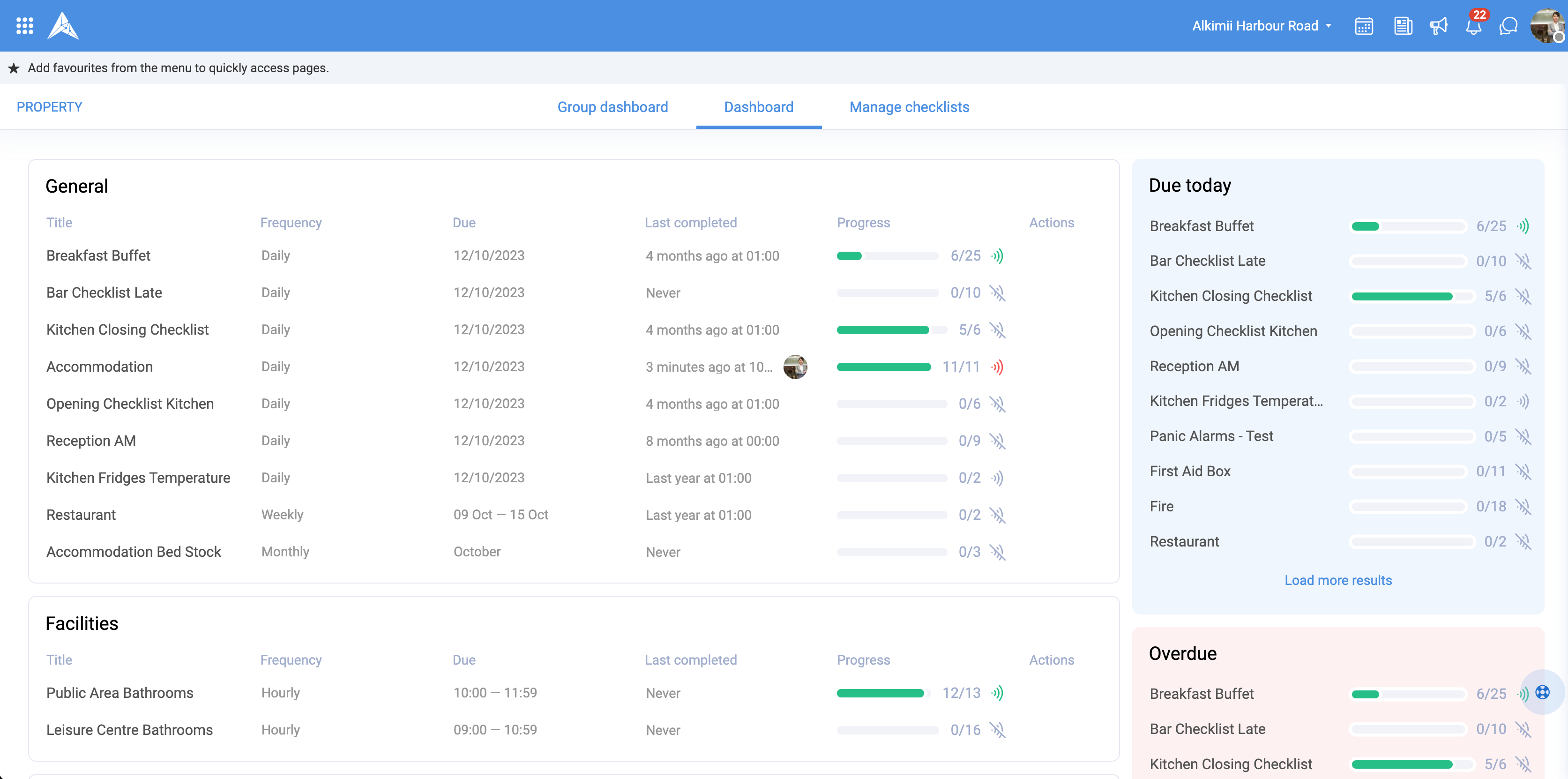How to navigate the Checklists Dashboard?